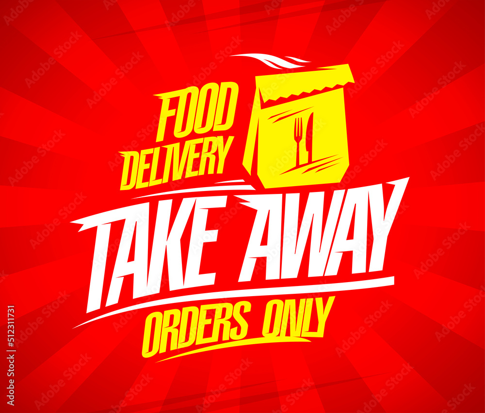 Food delivery and take away vector banner design Stock Vector | Adobe Stock