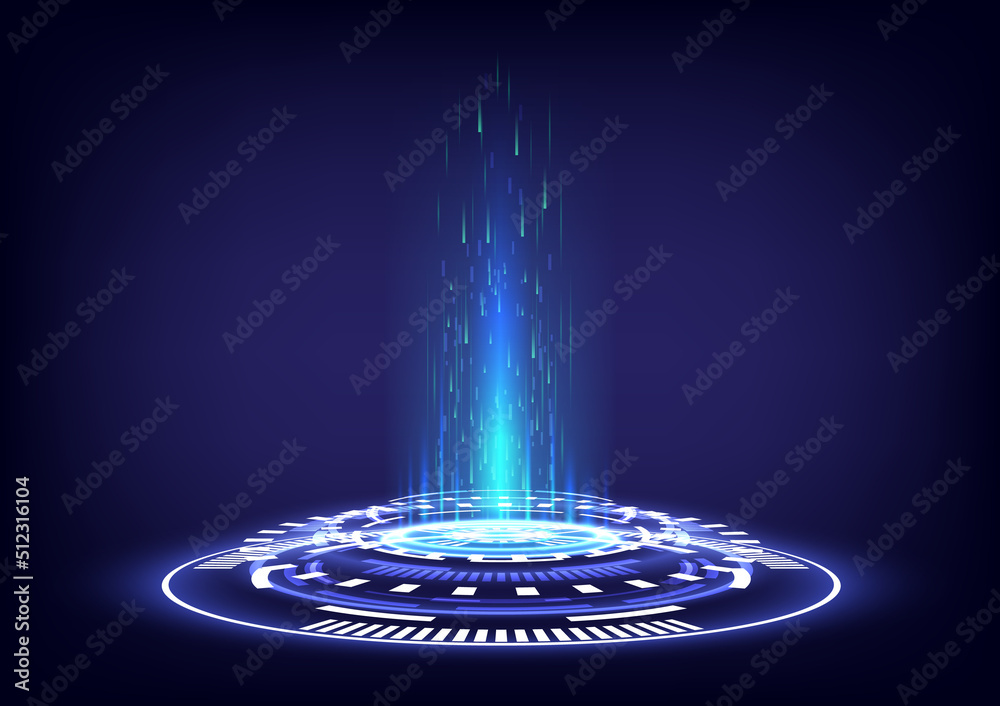 virtual reality. Portal and hologram science futuristic. Sci-fi digital ...