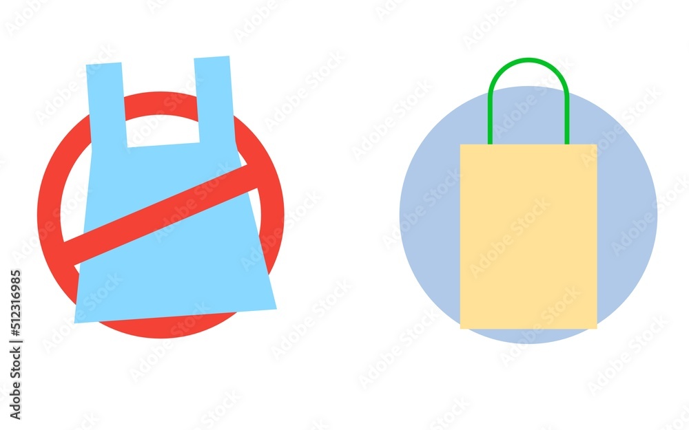 Plastic and eco bags. Pollution polythene problem, say no to plastic ...