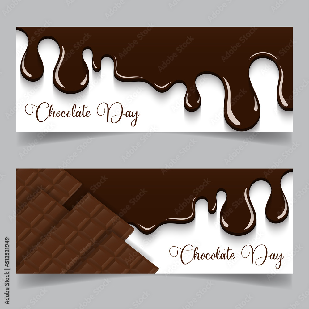 Chocolate day social media banner design, with melted chocolate and ...