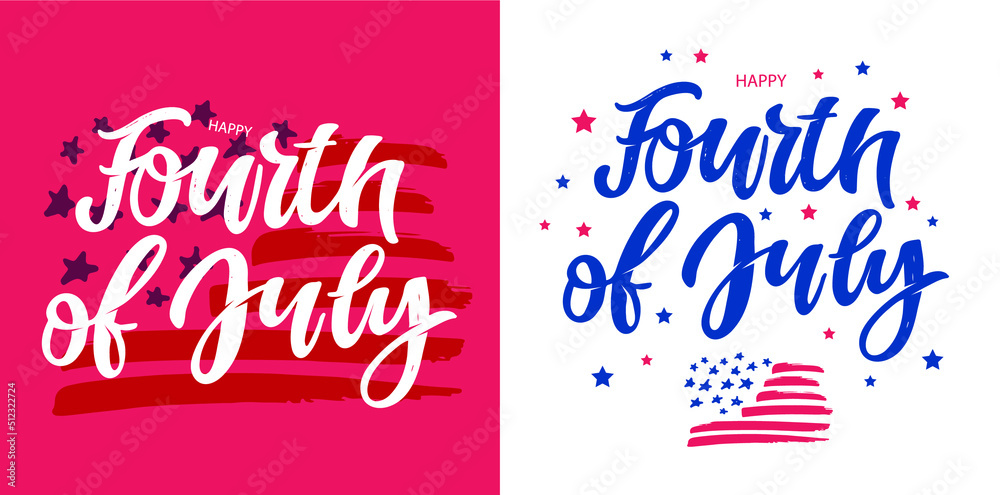 Text 4th of July. Independence Day vector lettering typography for ...