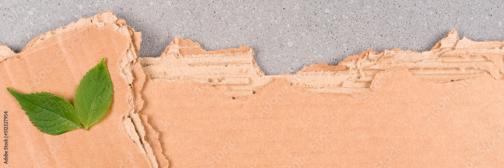 Corrugated cardboard texture as eco banner background for ecological ...