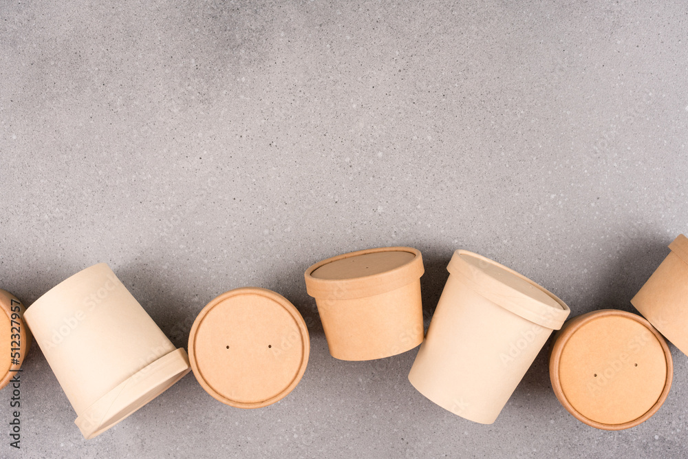 Sustainable food packaging concept. Different disposable kraft paper ...