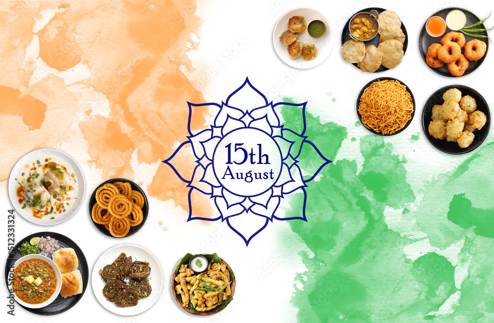 Indian food Banner over flag color Background.The concept for Indian ...