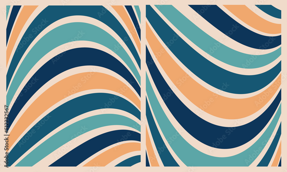 Retro Wavy Stripes Lines Pattern Wallpaper Vector Background Texture ...
