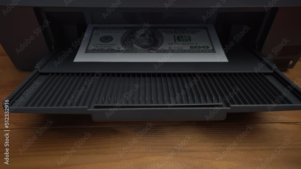 Print on a counterfeit one hundred dollar bill. Fake money, illegal ...