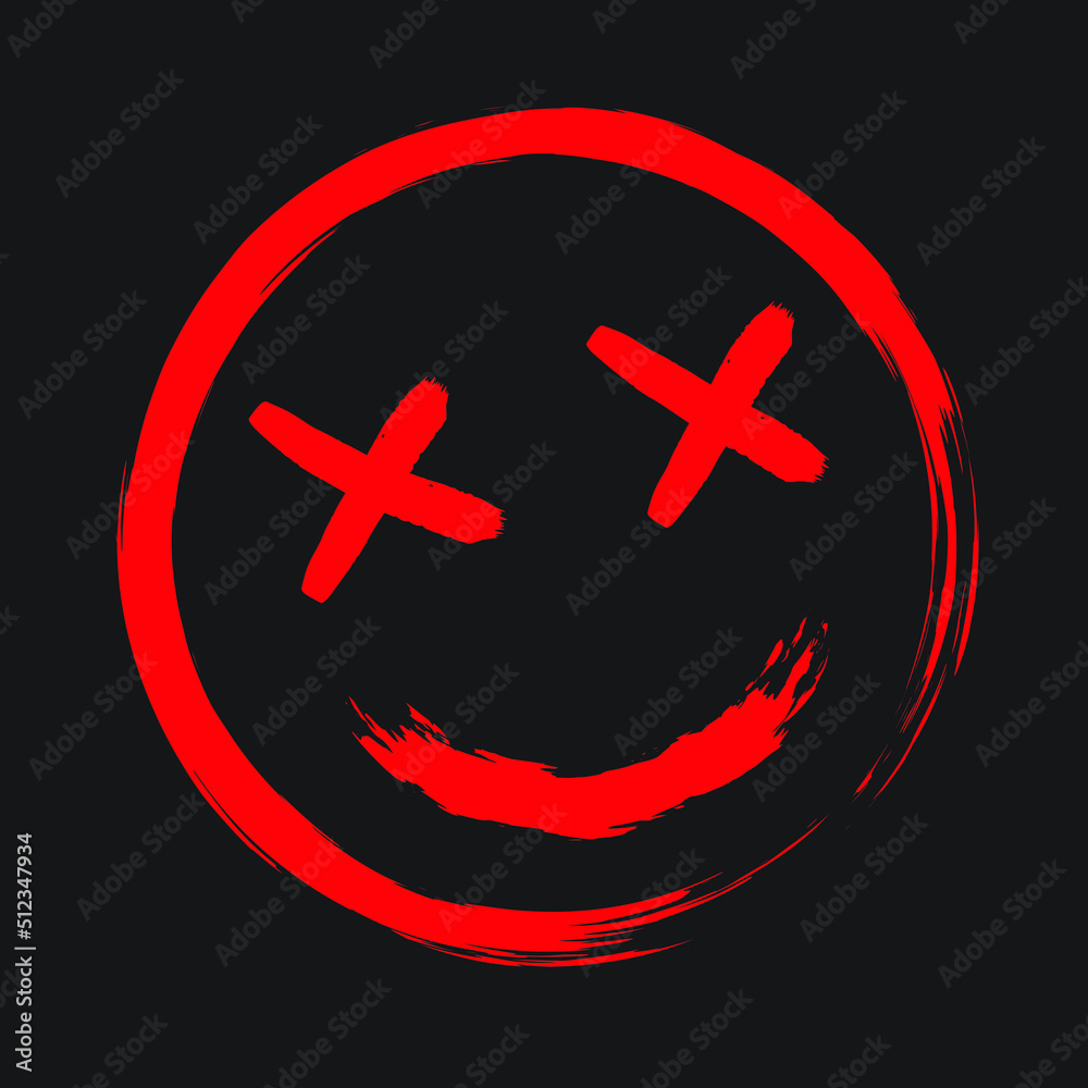 Grunge hand drawn smiling face emoticon Stock Vector | Adobe Stock