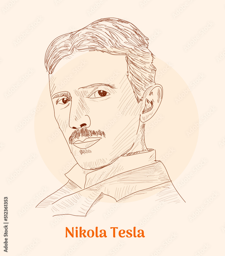 'Nikola Tesla' hand drawing vector illustration Stock Vector | Adobe Stock