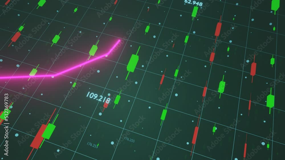3d render, abstract financial chart with uptrend line graph in stock ...