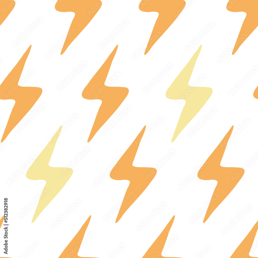Lightning seamless pattern. Cute 00s and 90s doodle Retro style. Flat ...