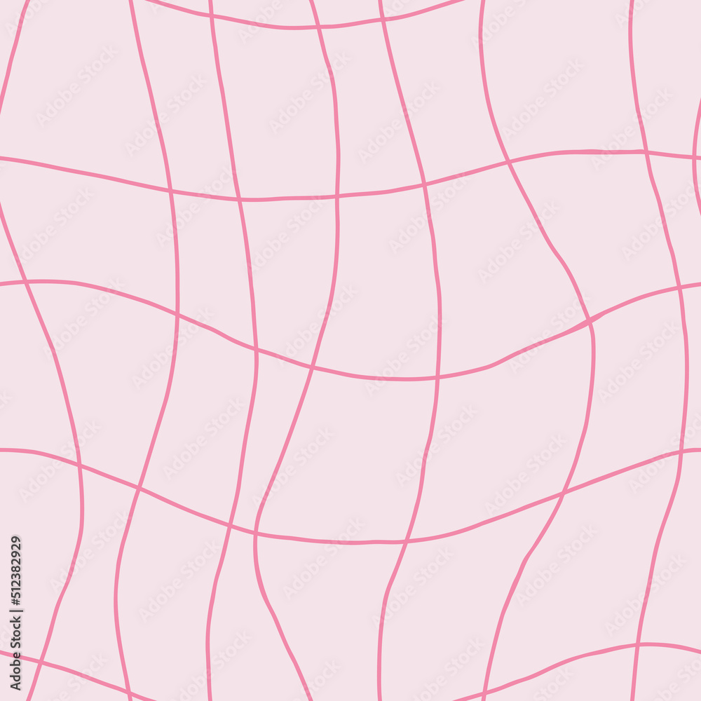 Pink checkerboard seamless pattern. Retro groovy waves. Geometry. Y2K ...