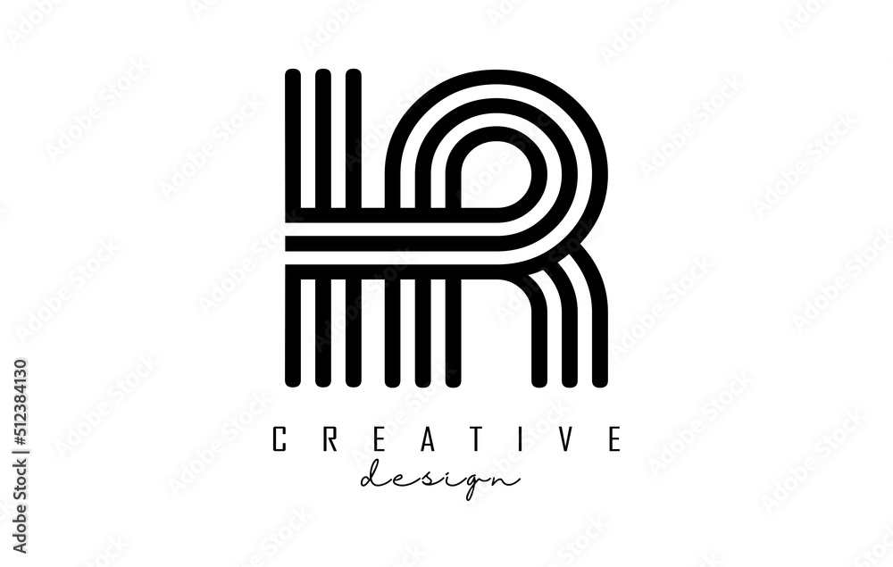 Black lines IR i r letters with monogram Logo Design. Stock Vector ...