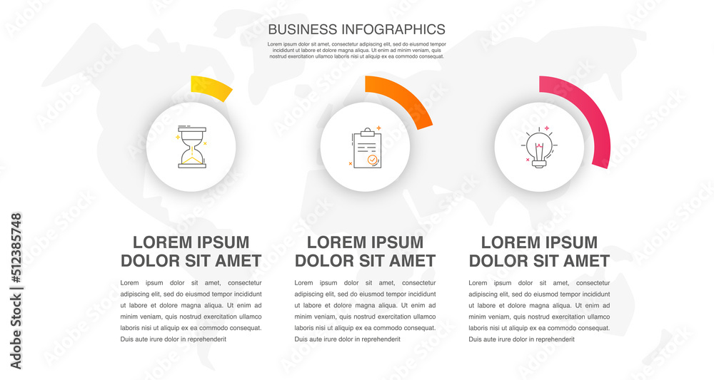 Vector infographic design template. Modern concept with 3 steps ...