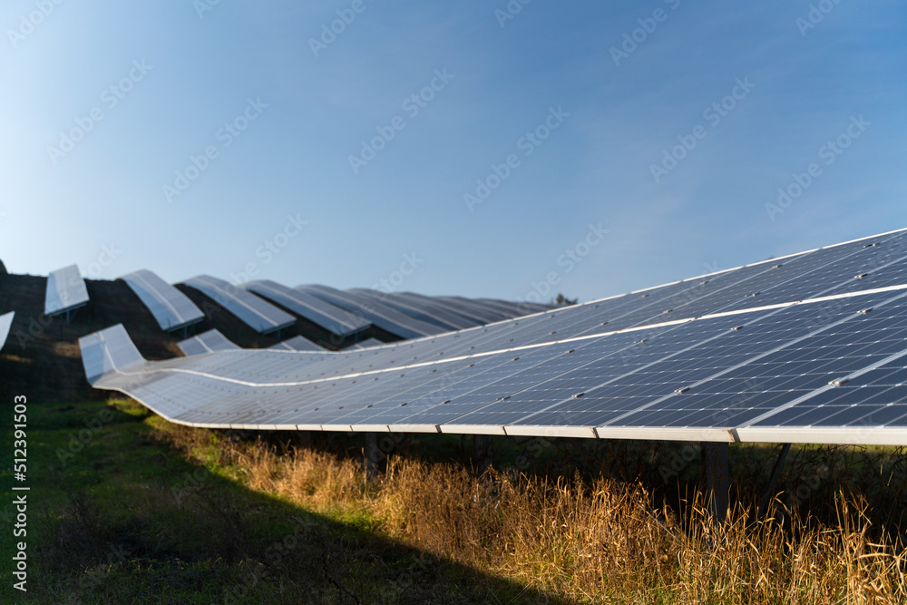 Arrangement of solar energy production plant. Solar cell farm power ...