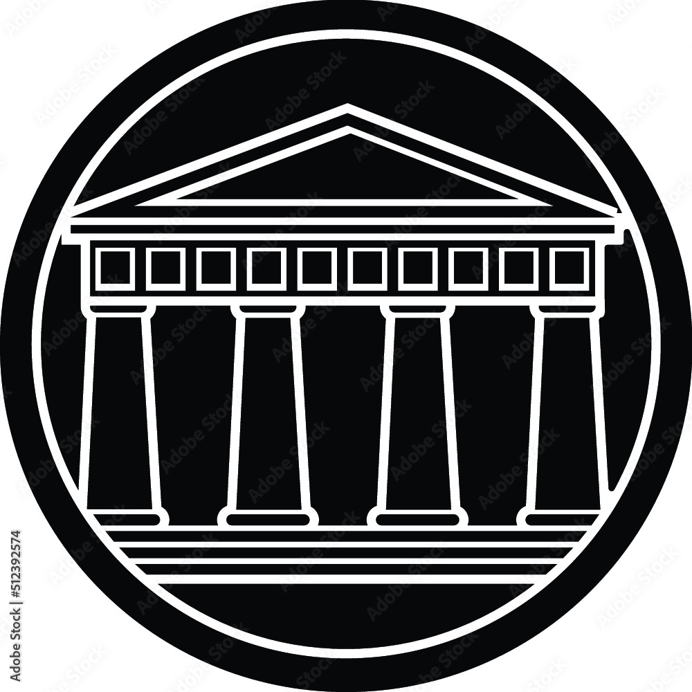 Black and White Cartoon Illustration Vector of the Roman Pantheon ...