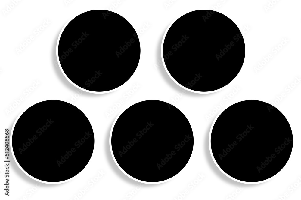 5 Circle photo frames in black & white color with clean circular ...