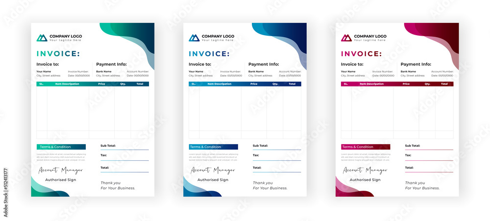 Business invoice design template, simple invoice minimal statement ...
