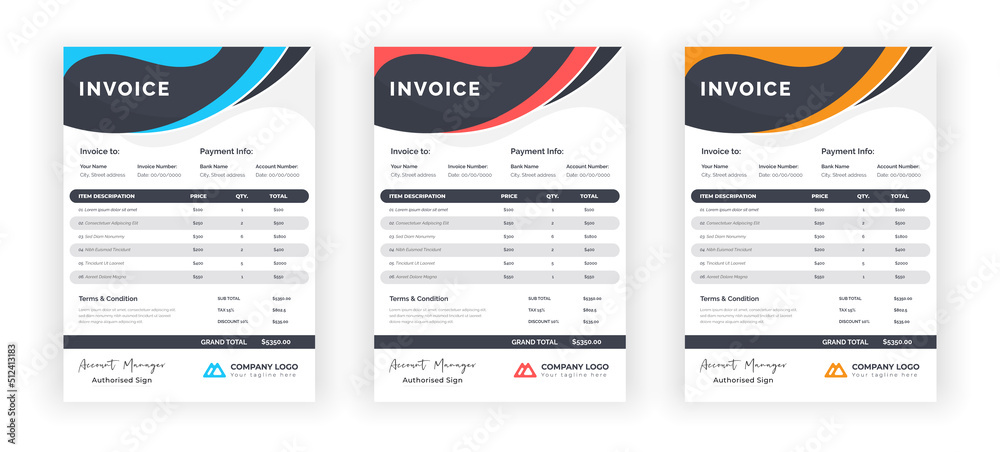 Business invoice design template, simple invoice minimal statement ...