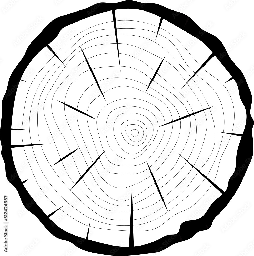 Cross section of wooden tree clipart design illustration Stock Vector ...
