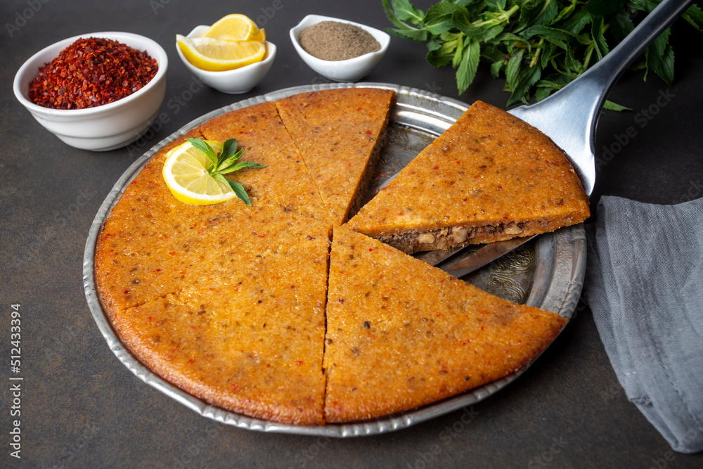 Traditional food of Antakya - Turkey, oruk in the tray. (Turkish name ...