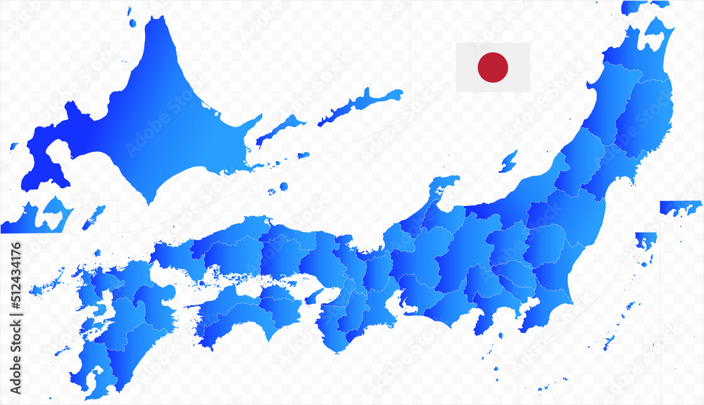 Map of Japan and flag on transparent background. No text Stock Vector ...