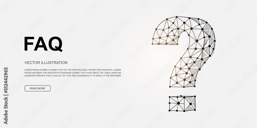 Question mark 3d low poly symbol for landing page template. Help ...