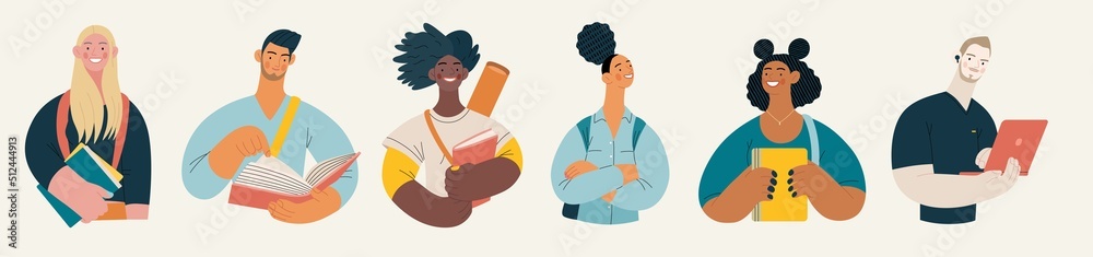 People portrait - Students -Modern flat vector concept illustration of ...