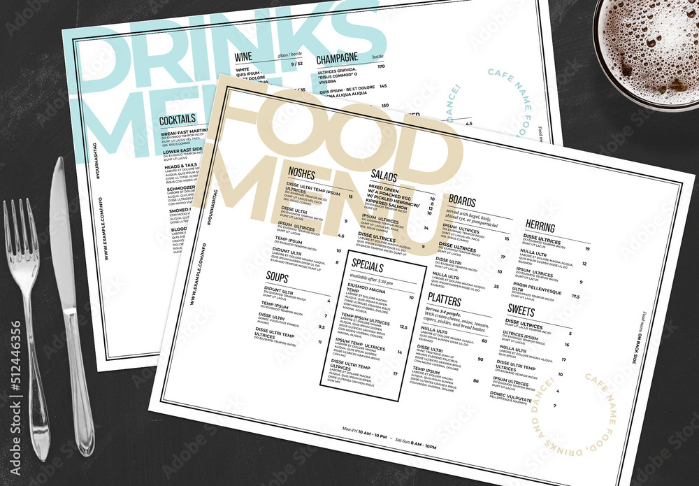 Simple White Landscape Menu Layout Stock Template | Adobe Stock