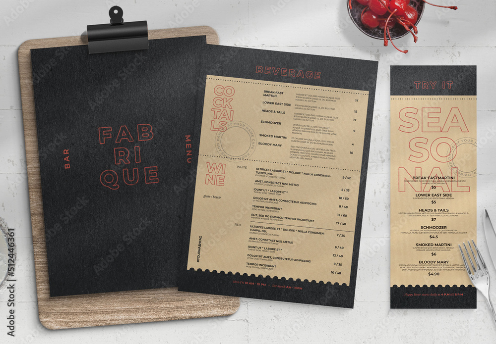Modern Typographic Menu Layout Stock Template | Adobe Stock
