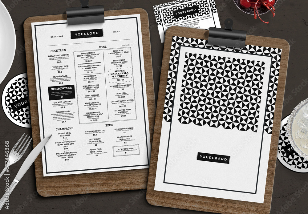 Restaurant Menu Branding with Checkered Pattern Stock Template | Adobe ...