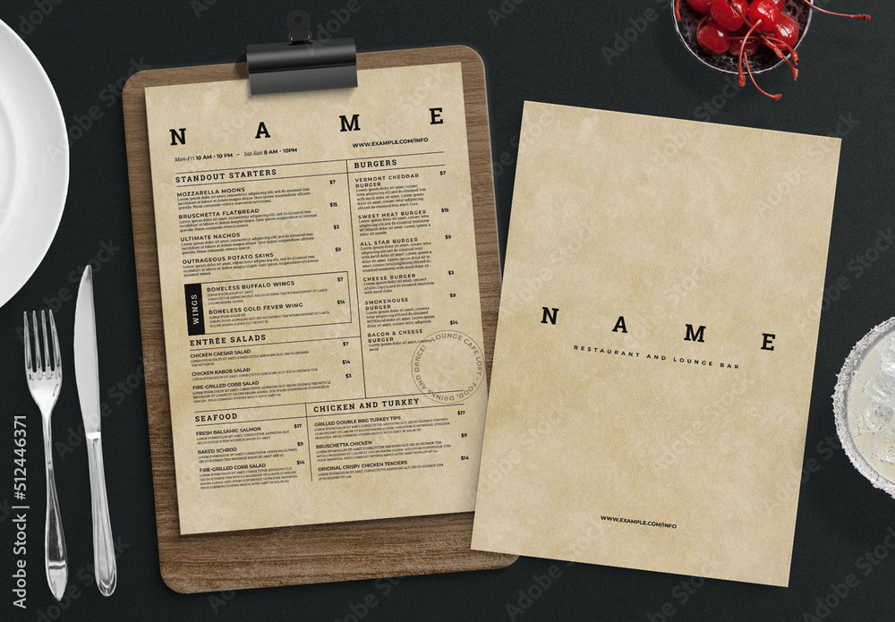 Menu Layout with Rustic Cardboard Texture Stock Template | Adobe Stock