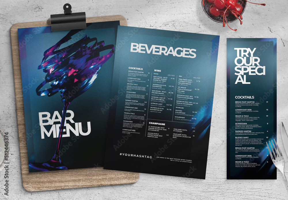 Nightclub Bar Menu Layout Stock Template | Adobe Stock
