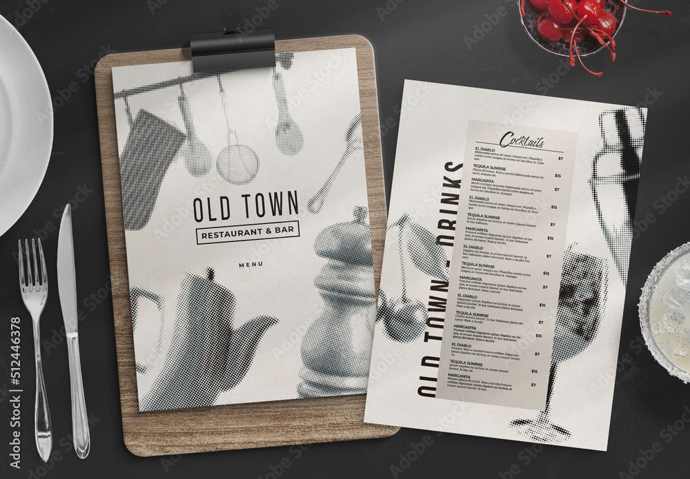 Menu Layout with Halftone Effect Stock Template | Adobe Stock