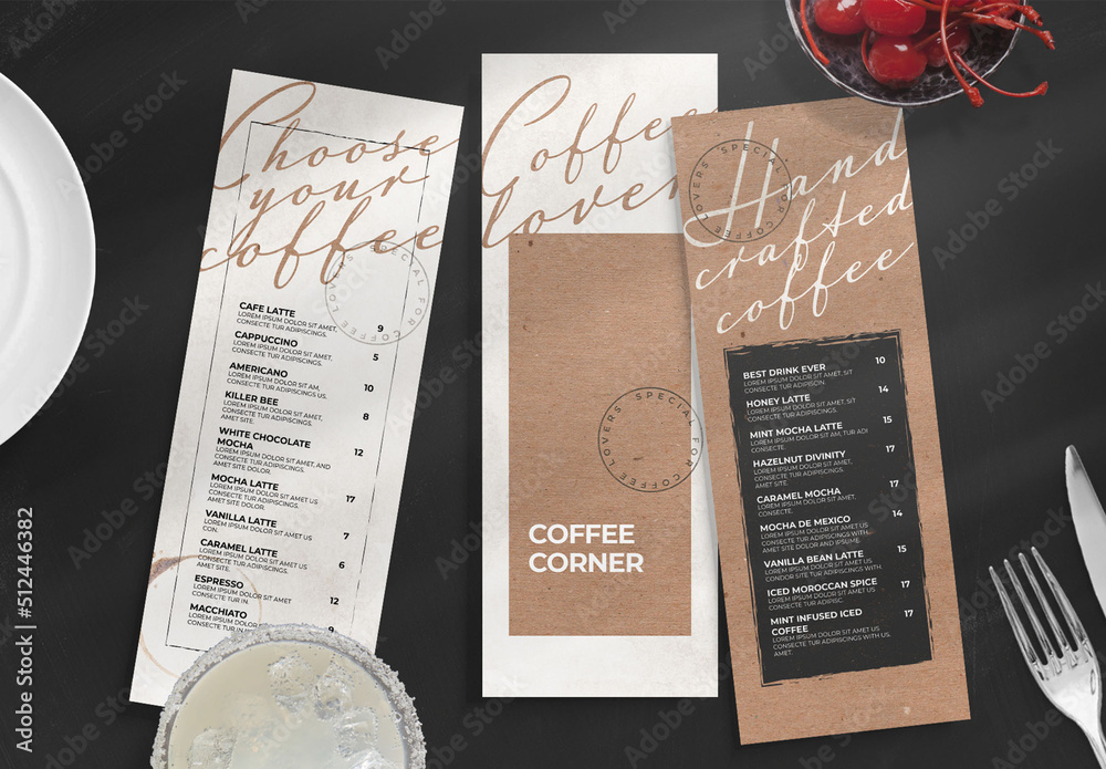 Cafe Coffee Shop Menu Layout Half Page Menu Stock Template | Adobe Stock