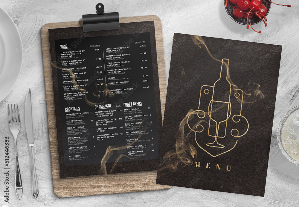 Modern Contemporary Black Gold Menu Layout Stock Template | Adobe Stock