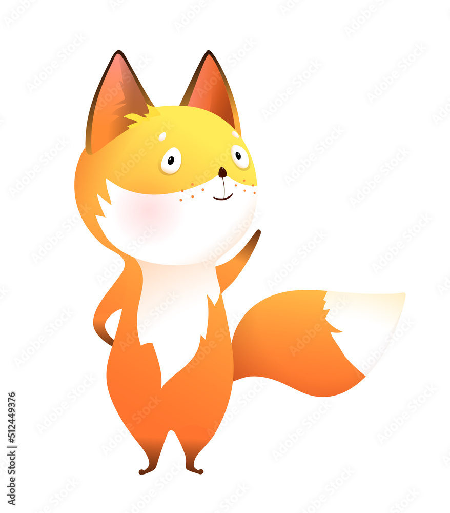 Baby fox animal character for kids isolated clipart on white. Baby fox ...