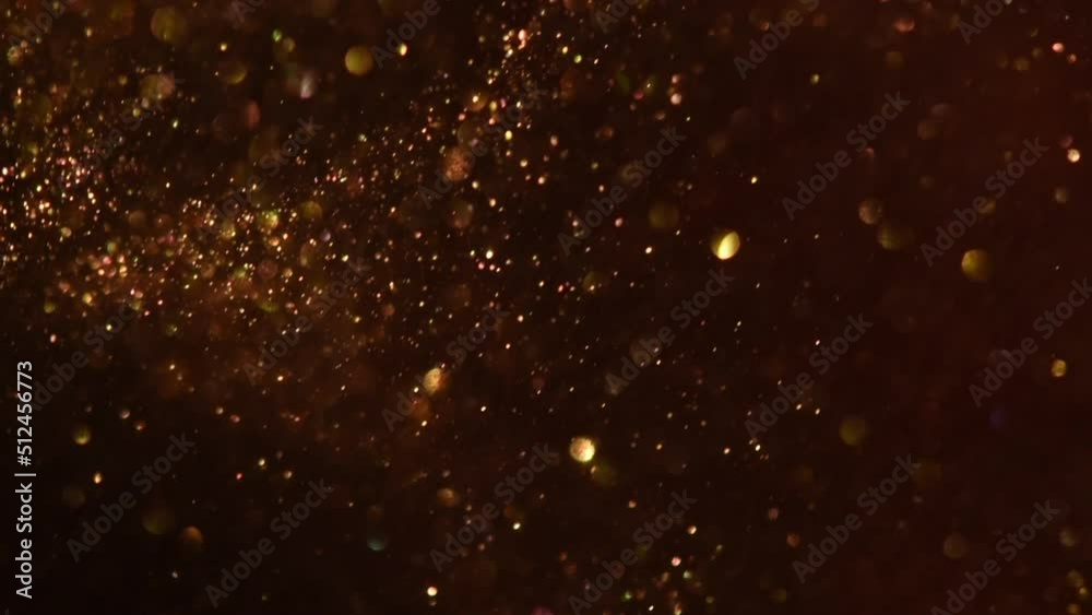 Floating Golden Particles and Bokeh. Real Gold dust particles are ...
