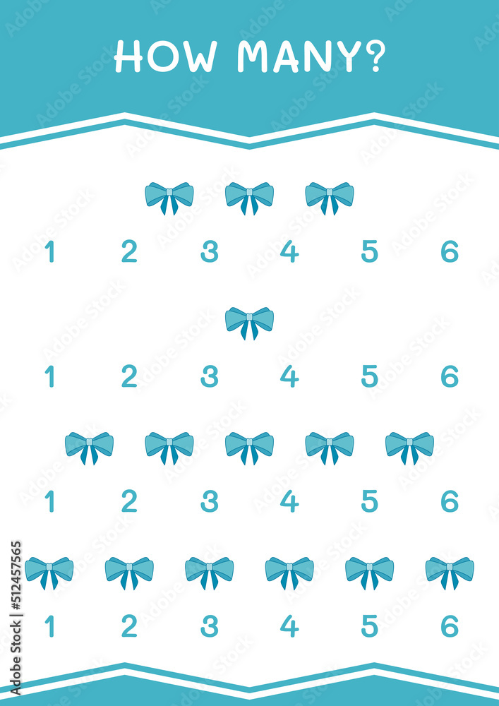 How many of Ribbon, game for children. Vector illustration, printable ...