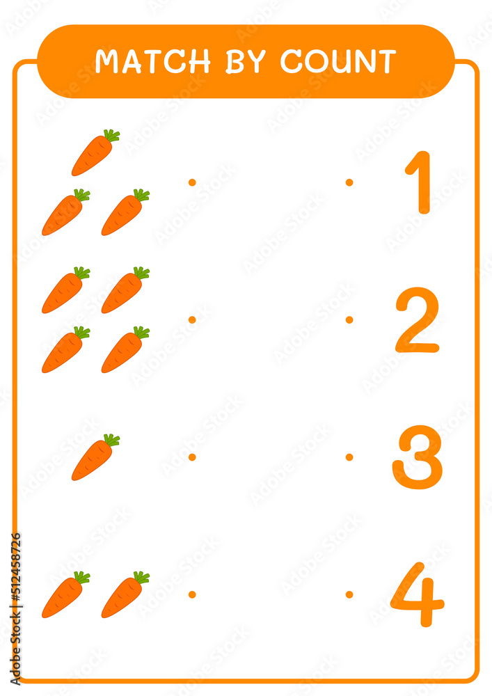 Vetor de Match by count of Carrot, game for children. Vector ...
