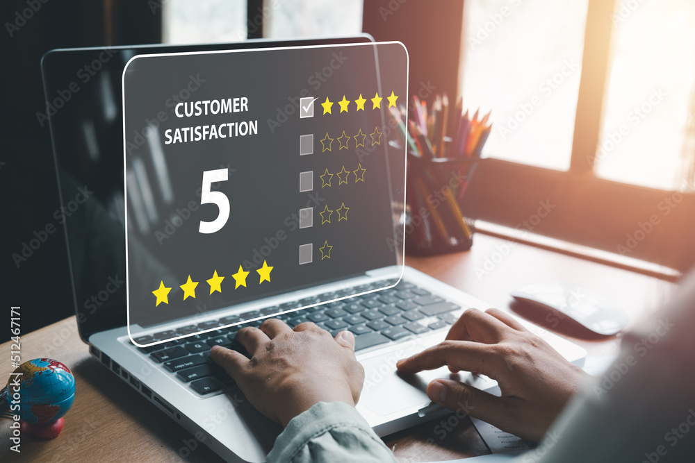 Customer review satisfaction feedback survey concept, User gives rating ...