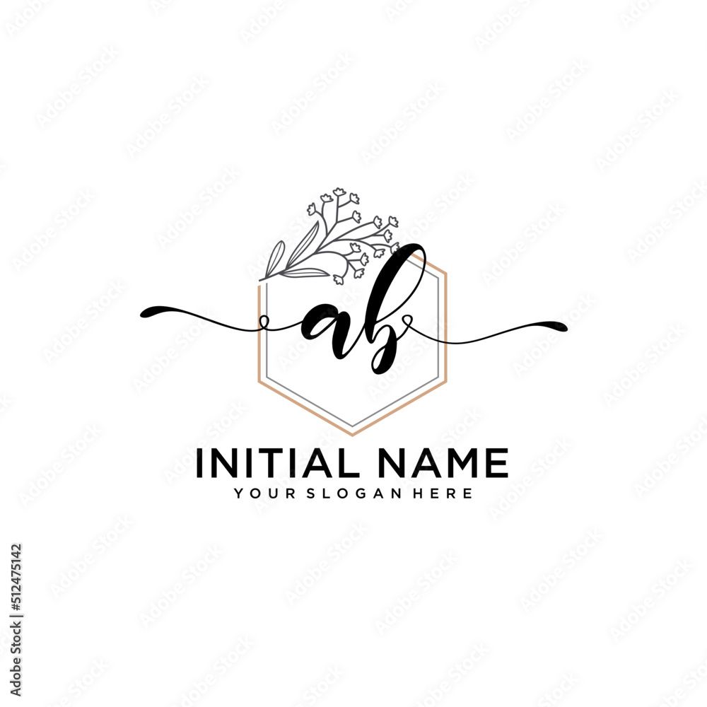 Initial letter AB beauty handwriting logo vector Stock Vector | Adobe Stock