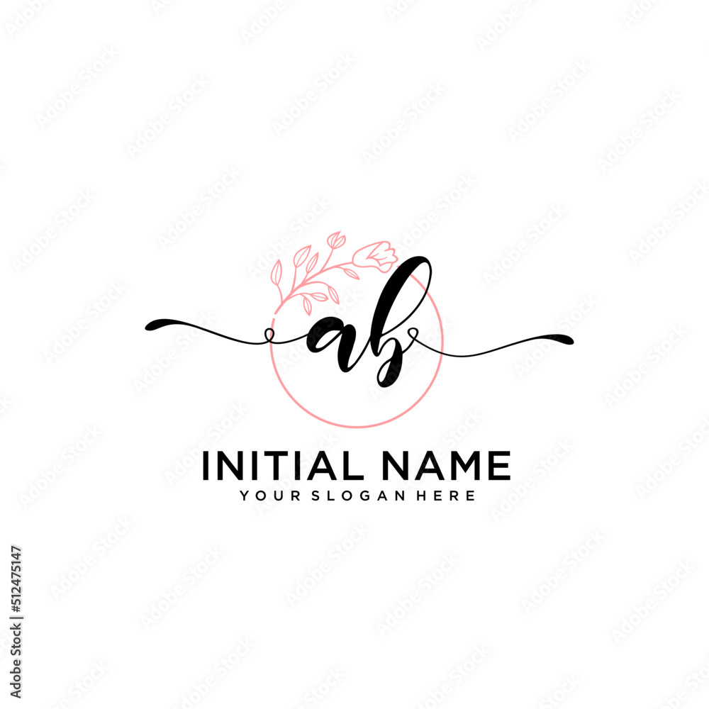 Initial letter AB beauty handwriting logo vector Stock Vector | Adobe Stock