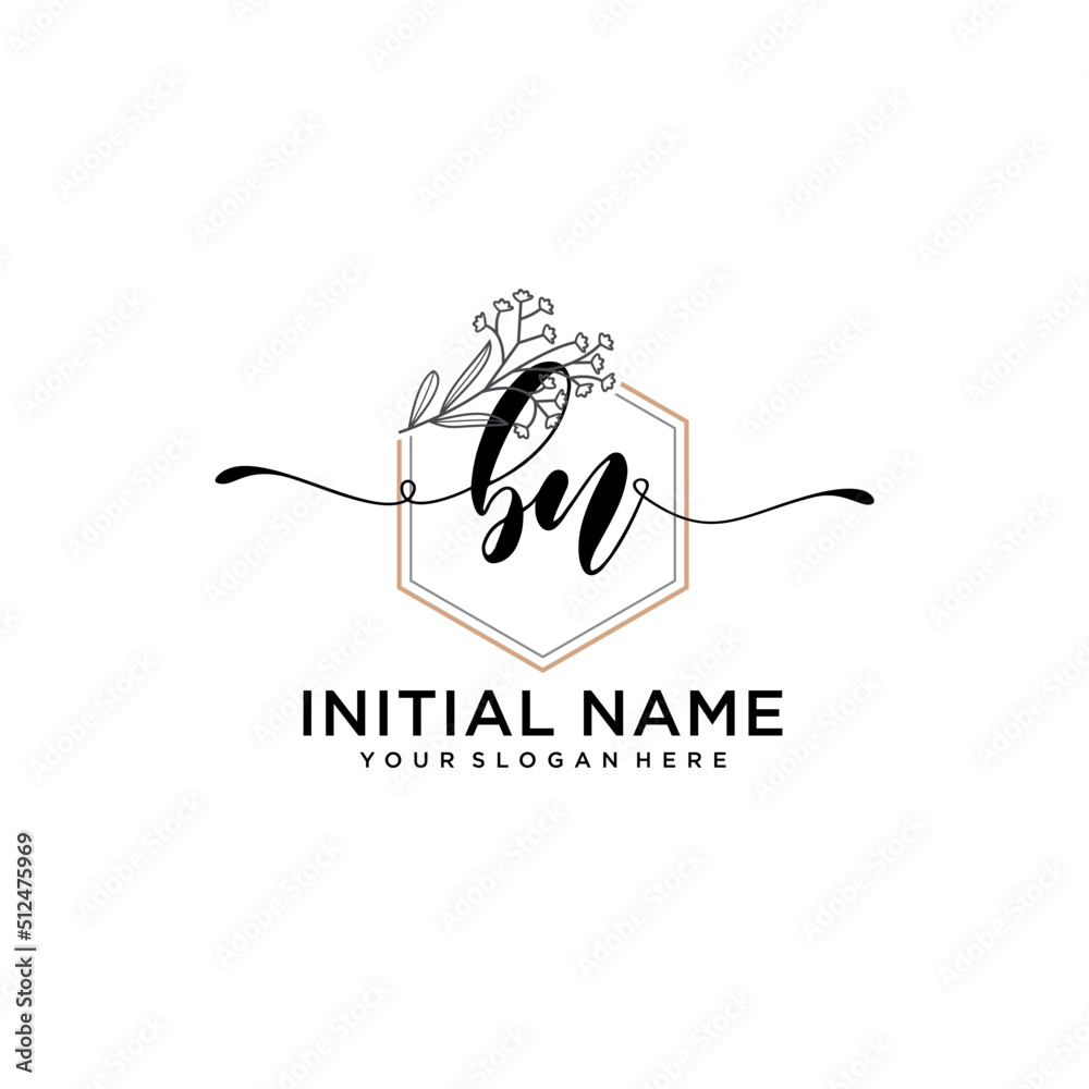 Initial letter BN beauty handwriting logo vector Stock Vector | Adobe Stock