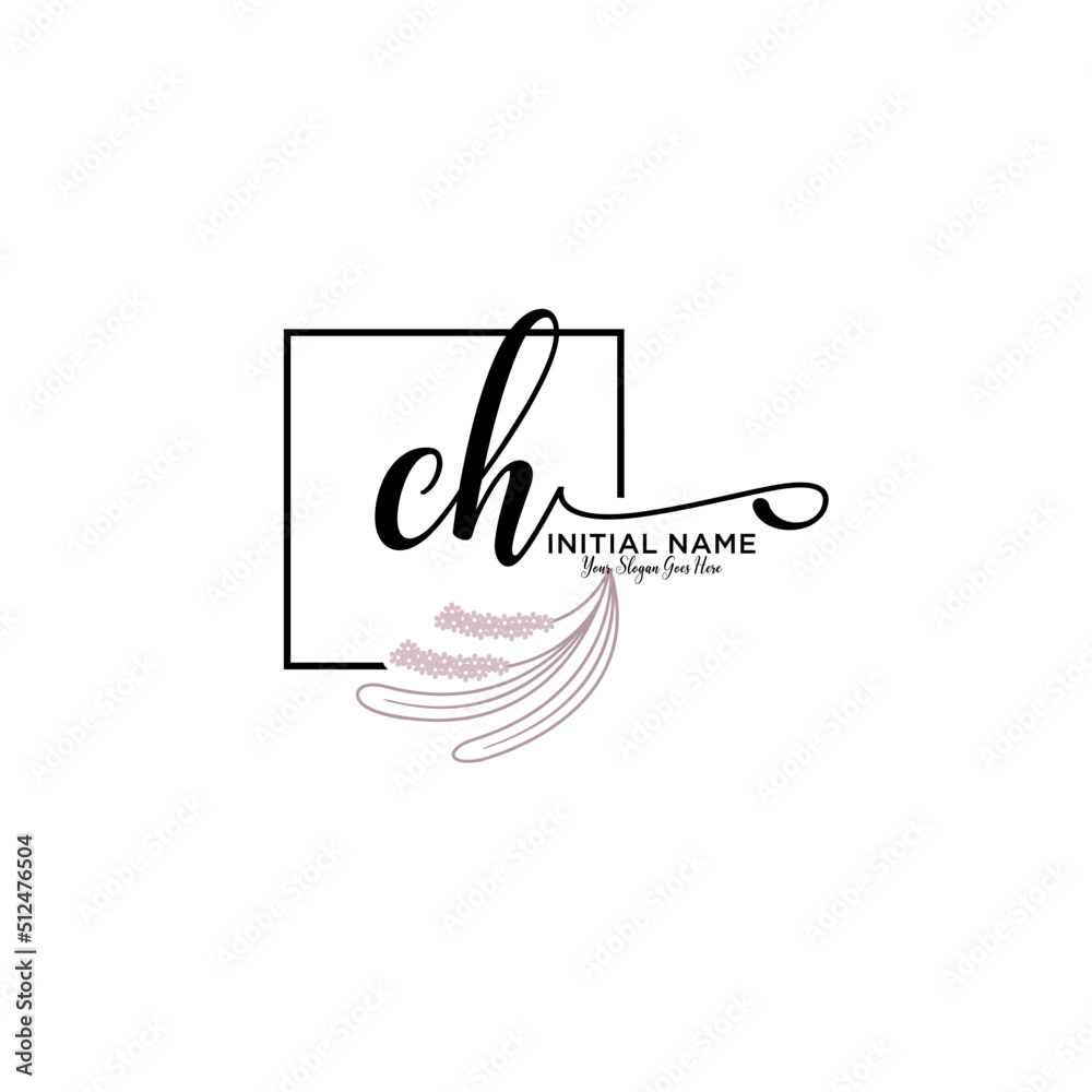 Initial letter CH beauty handwriting logo vector Stock Vector | Adobe Stock