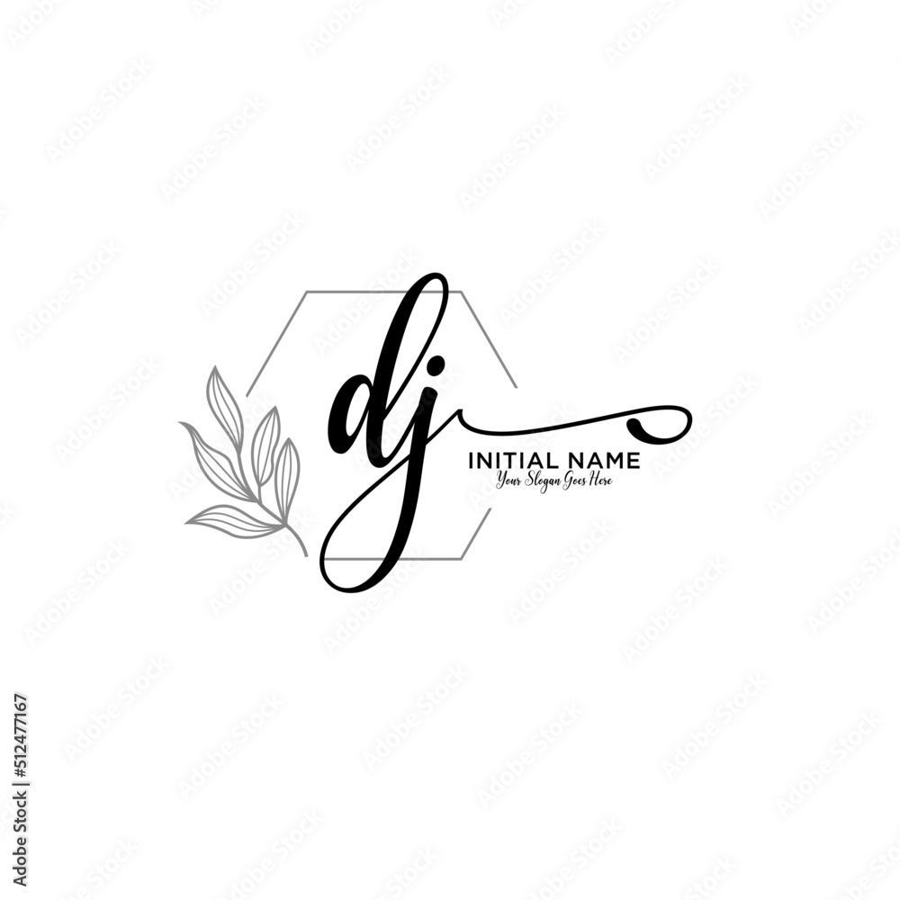 Initial letter DJ beauty handwriting logo vector Stock Vector | Adobe Stock