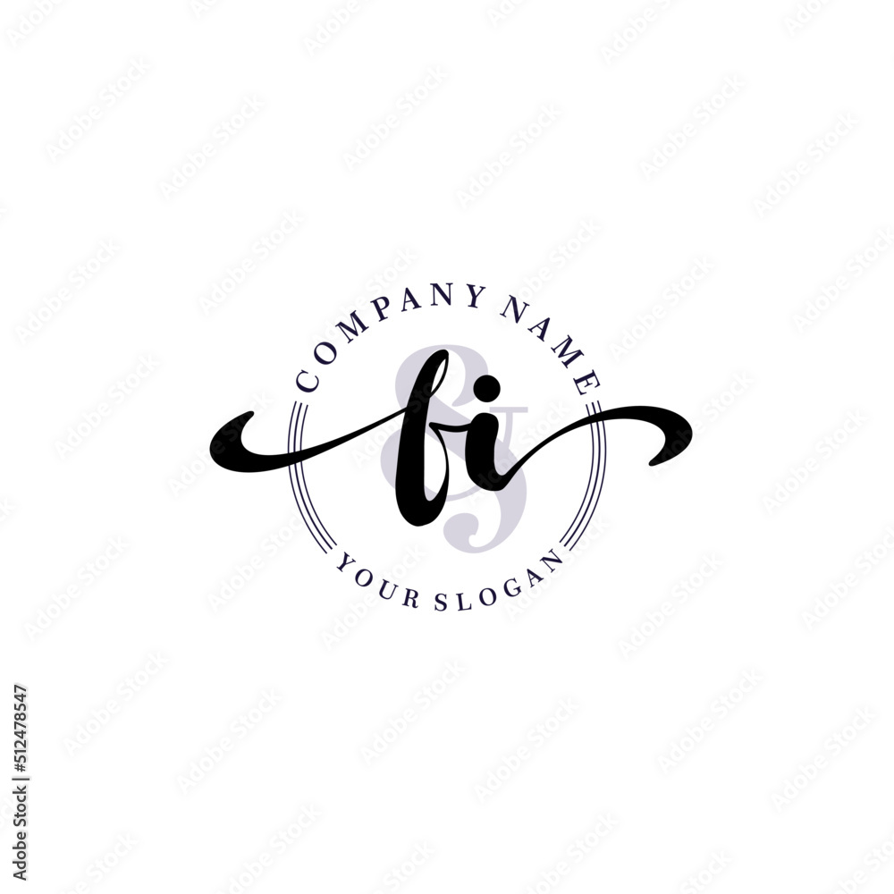 FI Initial handwriting logo vector. Hand lettering for designs. Stock ...