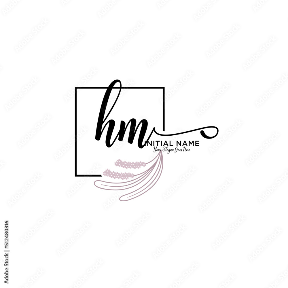 Initial letter HM beauty handwriting logo vector Stock Vector | Adobe Stock