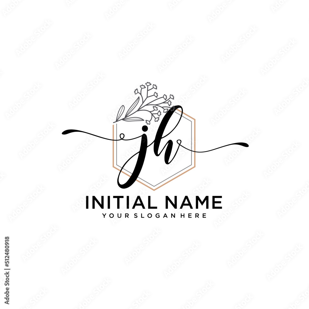Initial letter JH beauty handwriting logo vector Stock Vector | Adobe Stock