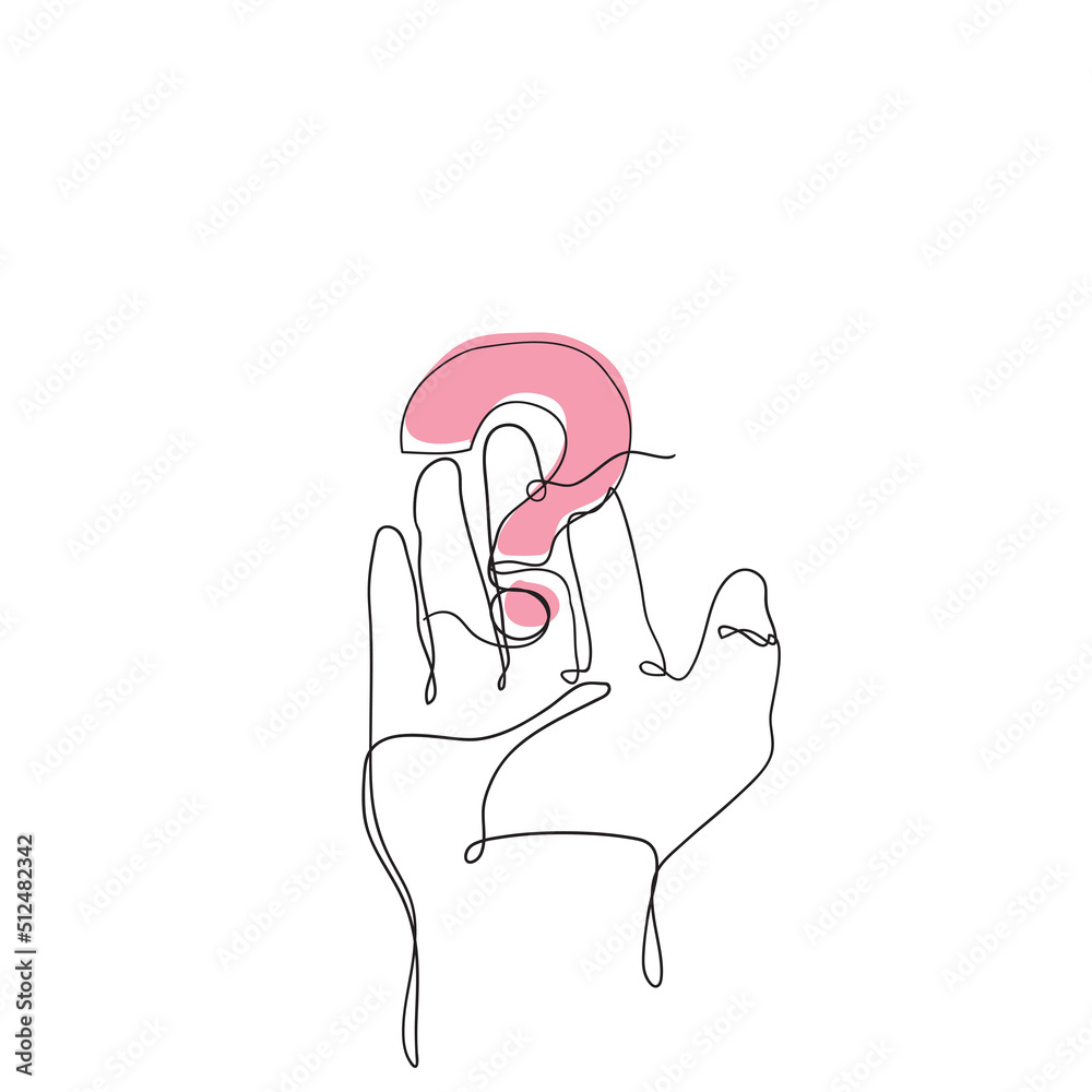 continuous line drawing hand showing question mark symbol illustration ...