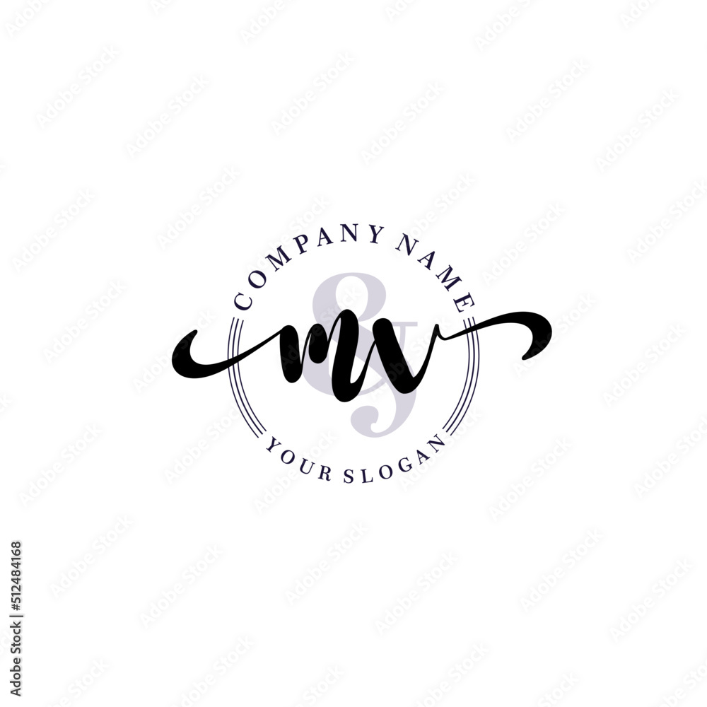 MV Initial handwriting logo vector. Hand lettering for designs. Stock ...